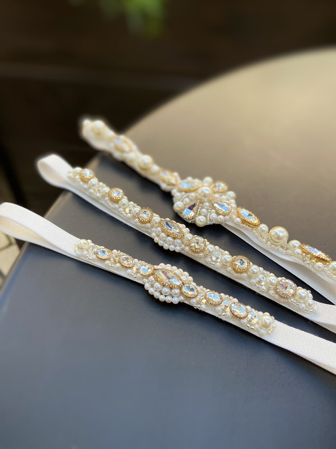 Slim Light Ivory Wedding Garter With Rhinestones, Sexy Pearl Garter Set ...