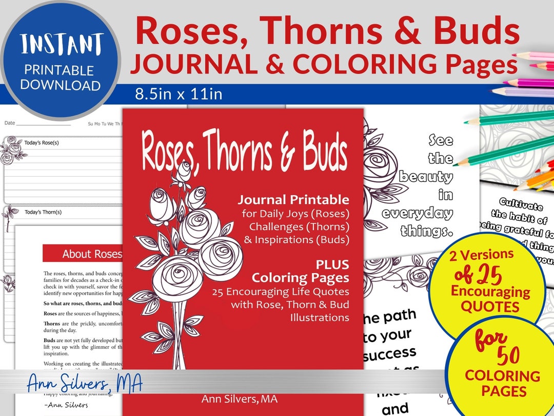 Roses, Thorns & Buds Guided Journal Page Printable, 50 Digital ...
