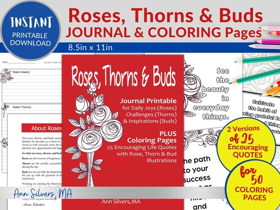 Roses Thorns & Buds Guided Journal Page Printable 50 Digital - Etsy