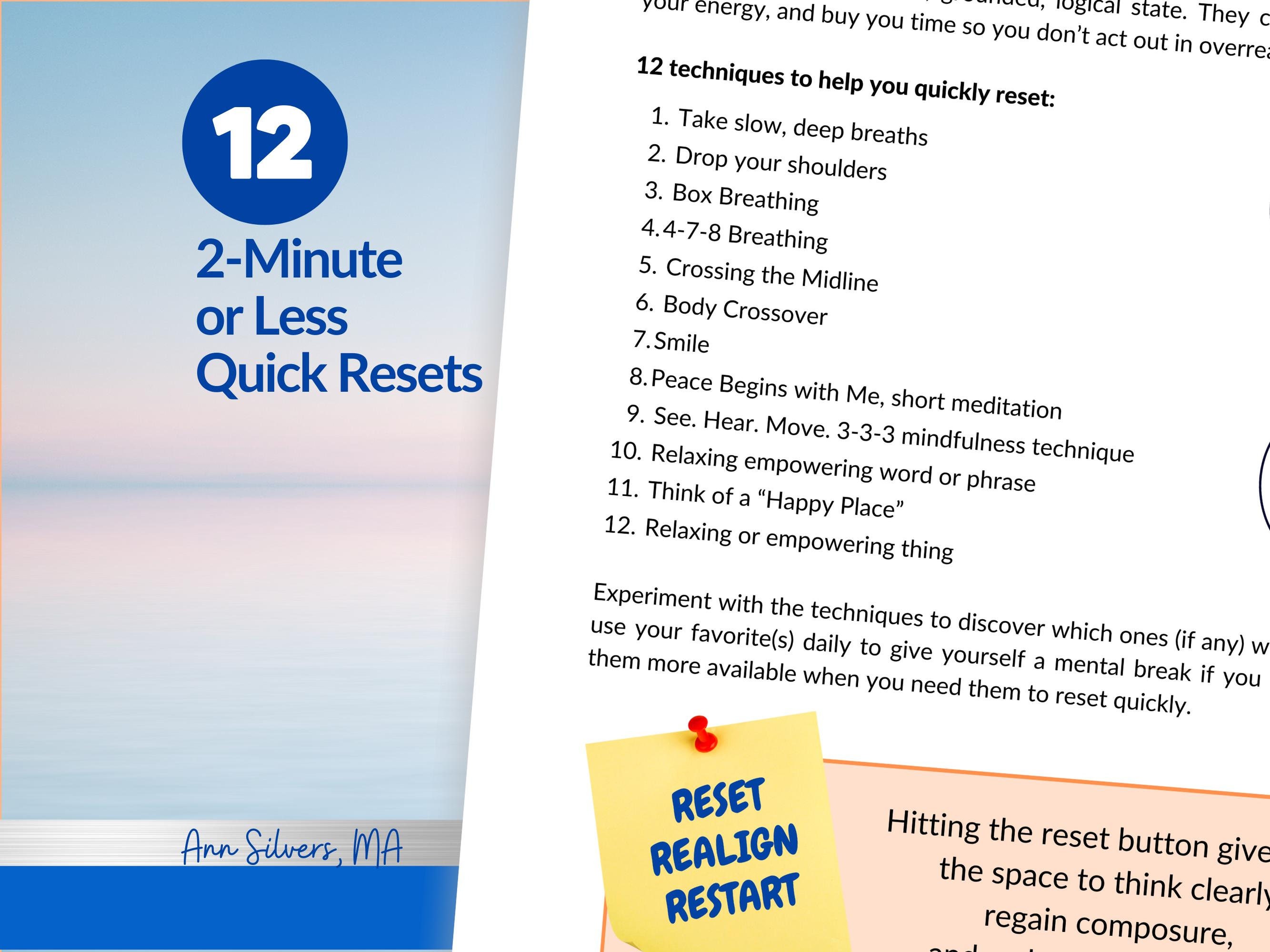 12 Quick Reset Grounding Techniques Workbook PDF, Printable & Fillable ...