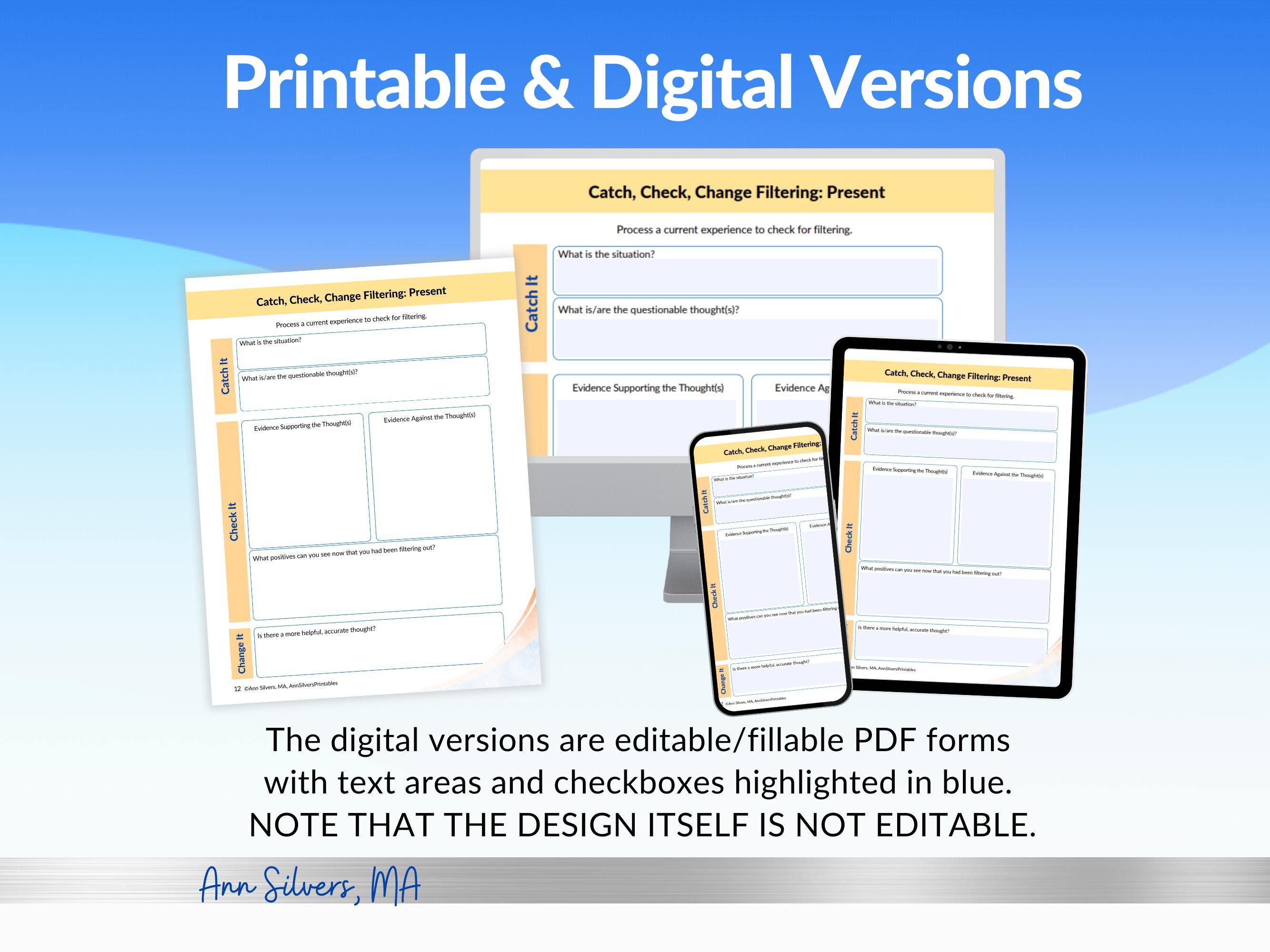 CBT Therapy Worksheets PDF: Filtering Cognitive Distortion, Printable ...