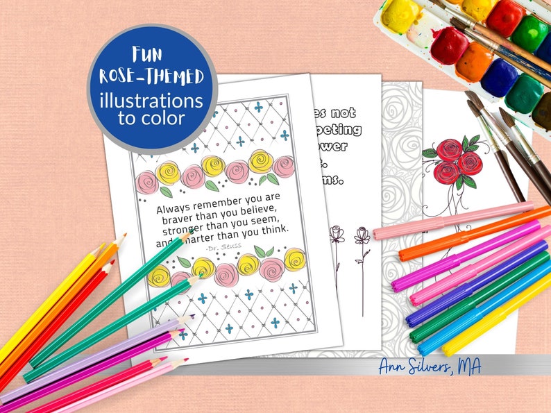 Roses, Thorns & Buds Guided Journal Page Digital Printable, 50 Adult ...