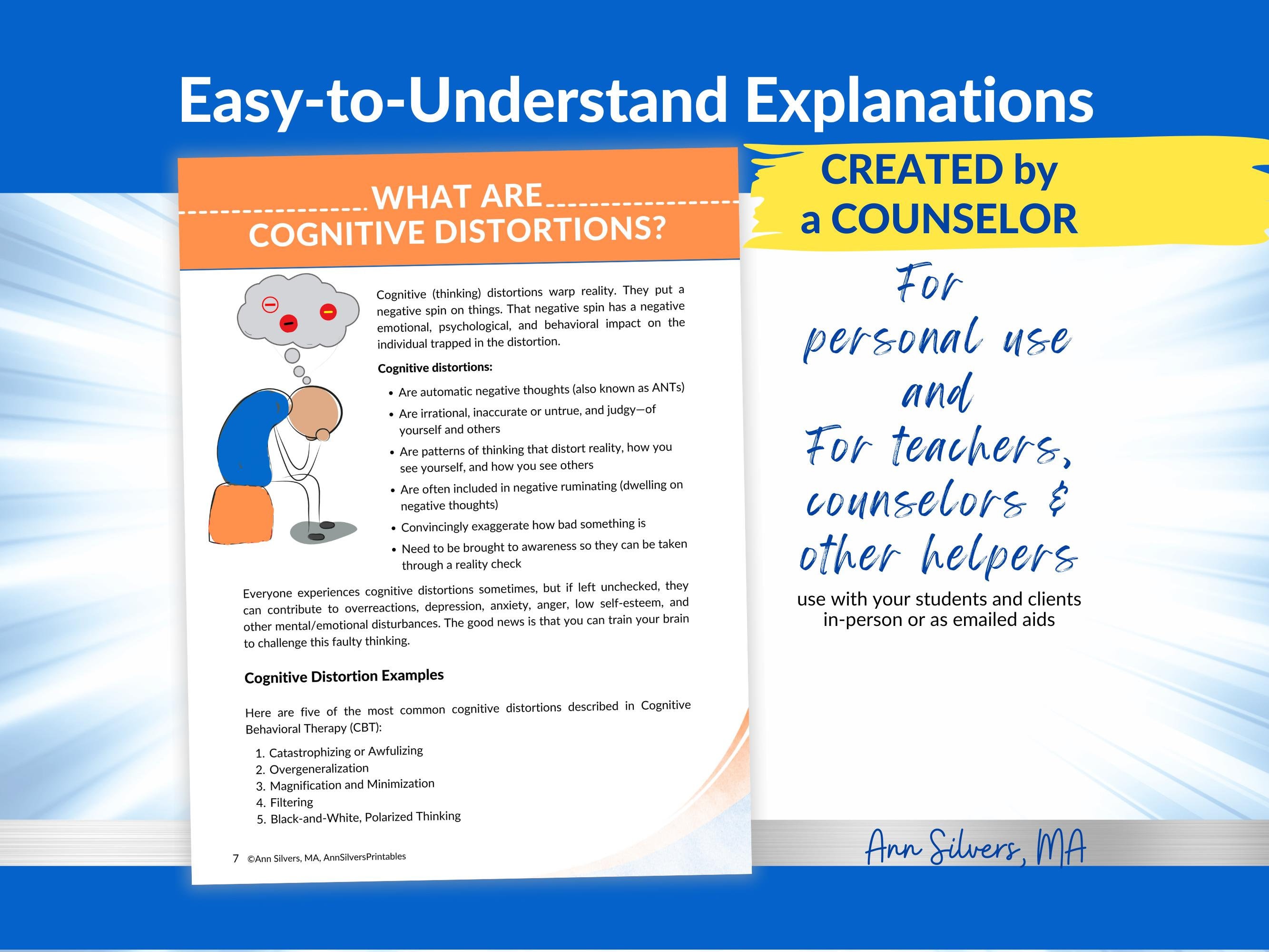 CBT Therapy Worksheets PDF: Filtering Cognitive Distortion, Printable ...
