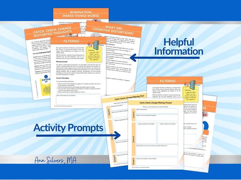 CBT Therapy Worksheets PDF: Filtering Cognitive Distortion, Printable ...