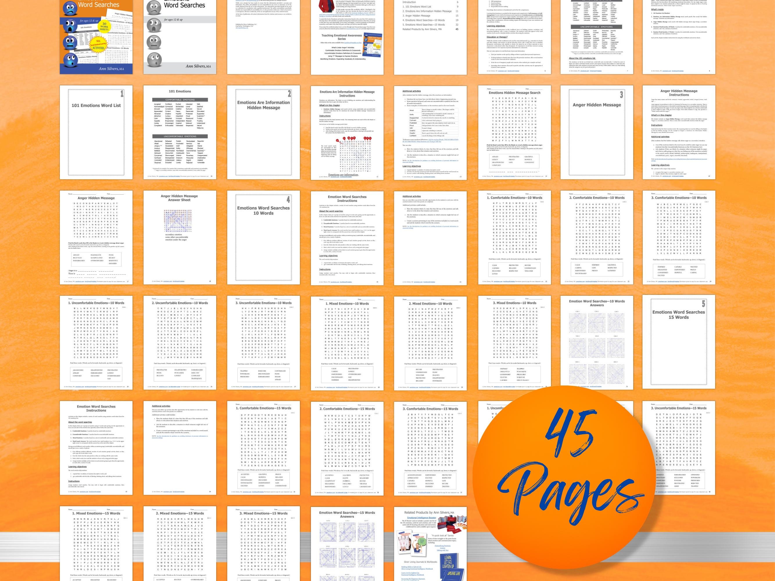 Emotion Word Search Worksheets, Positive and Negative Feelings Chart ...