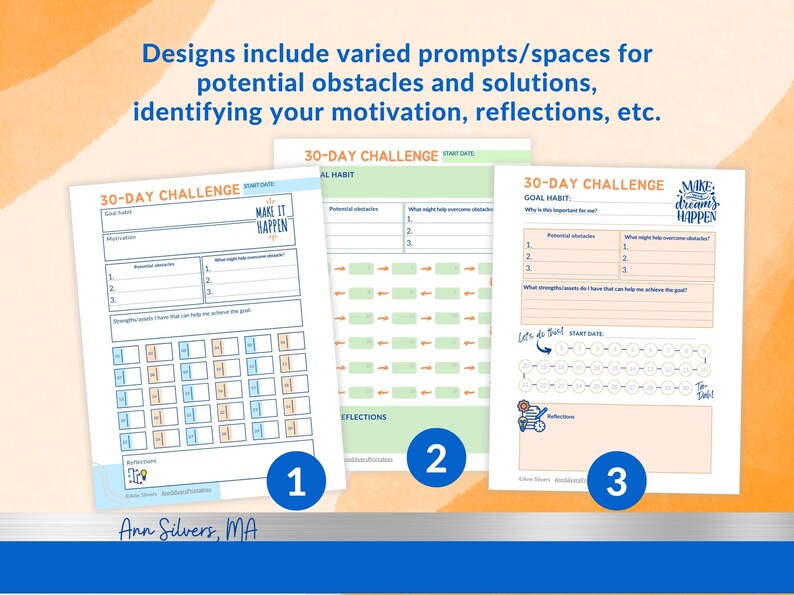 30-day Challenge Habit Trackers, Printable Bundle (PDF Download) - Etsy