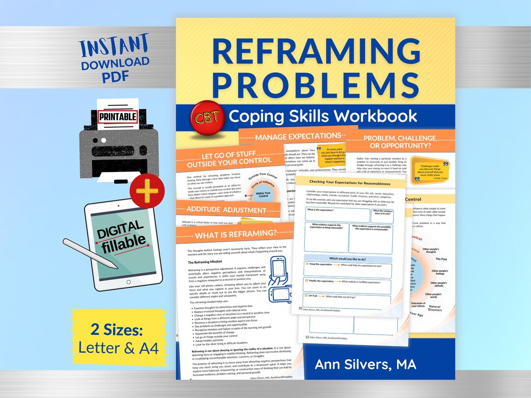 CBT Therapy Worksheets PDF: Cognitive Reframing of Problems, Printable, Editable & Fillable ...