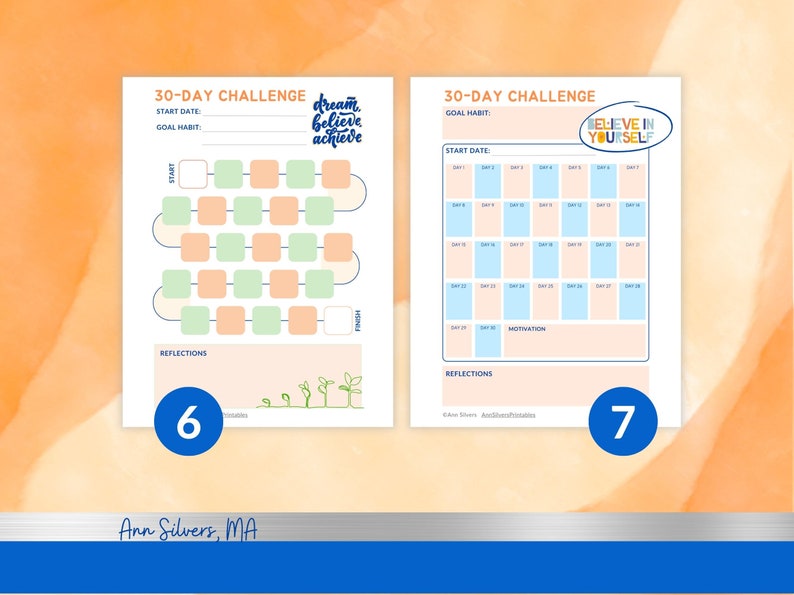 30-day Challenge Habit Trackers, Printable Bundle (PDF Download) - Etsy