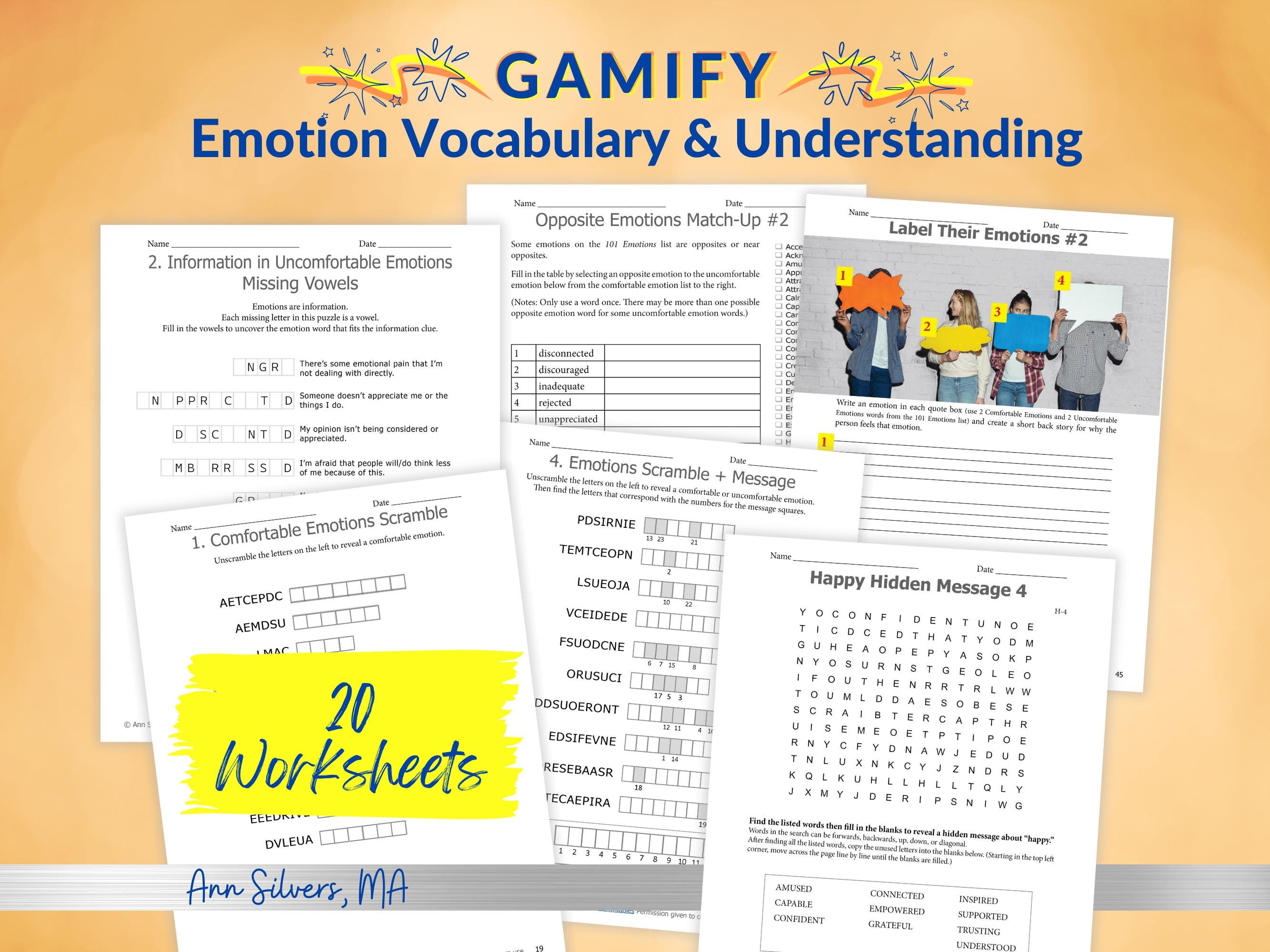 Identifying Emotions Worksheets, SEL Positive and Negative Feelings ...