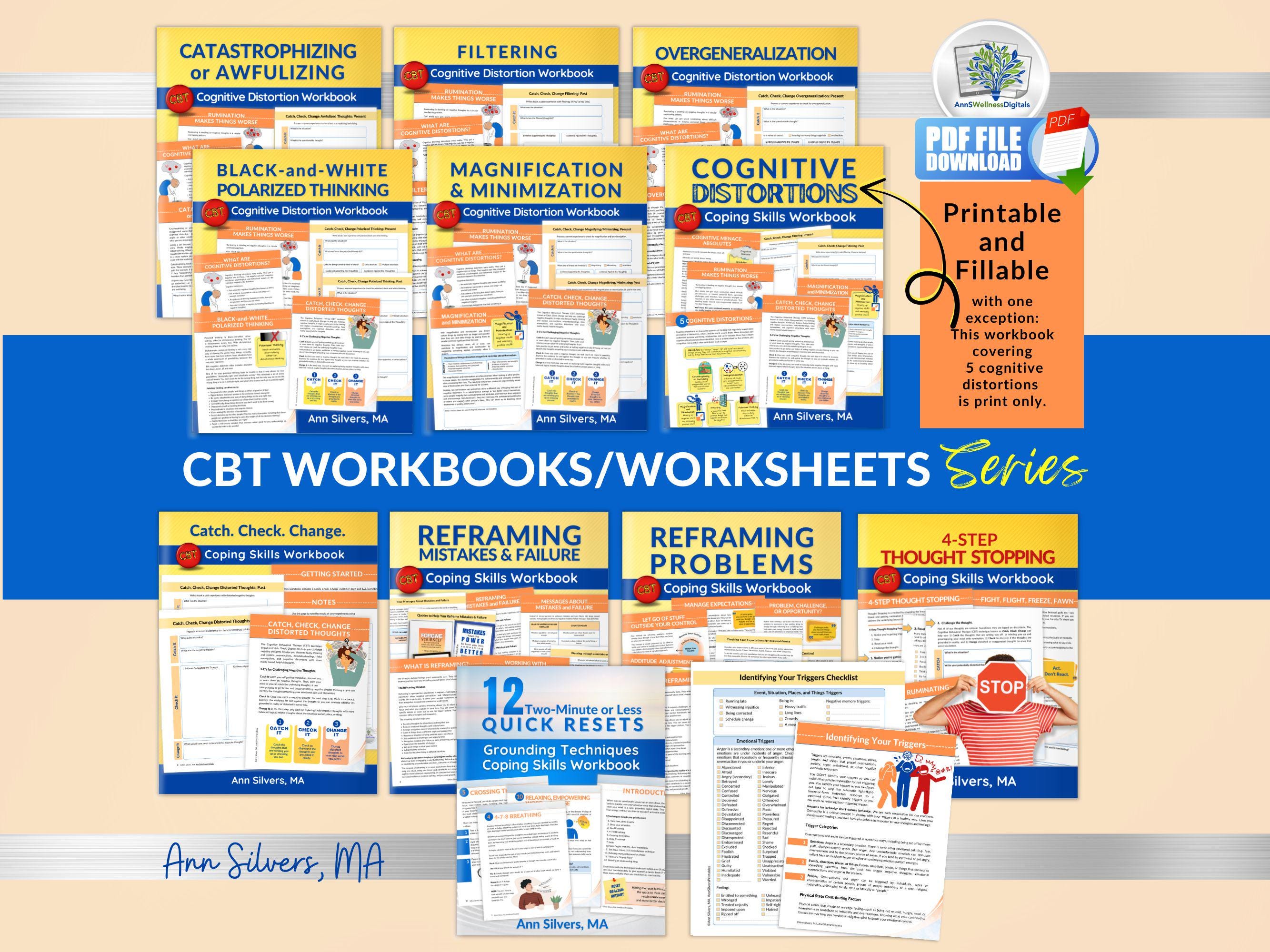 CBT Therapy Worksheets PDF: Catch, Check, Change, Printable, Fillable ...
