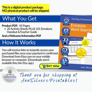 Emotion Word Search Worksheets, Positive and Negative Feelings Chart ...