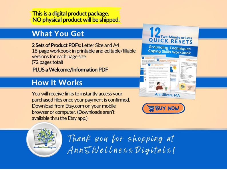 12 Quick Reset Grounding Techniques Workbook PDF, Printable & Fillable ...