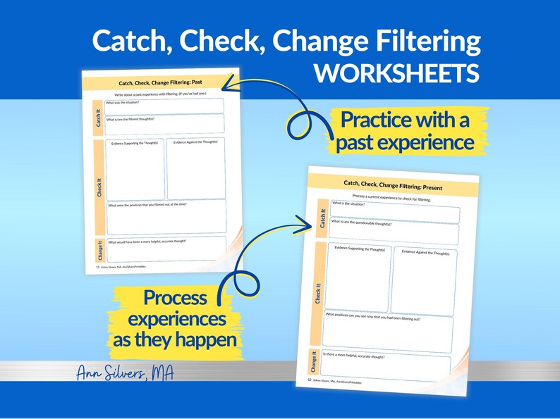 CBT Filtering Cognitive Distortion Worksheets: Coping Skills Workbook ...