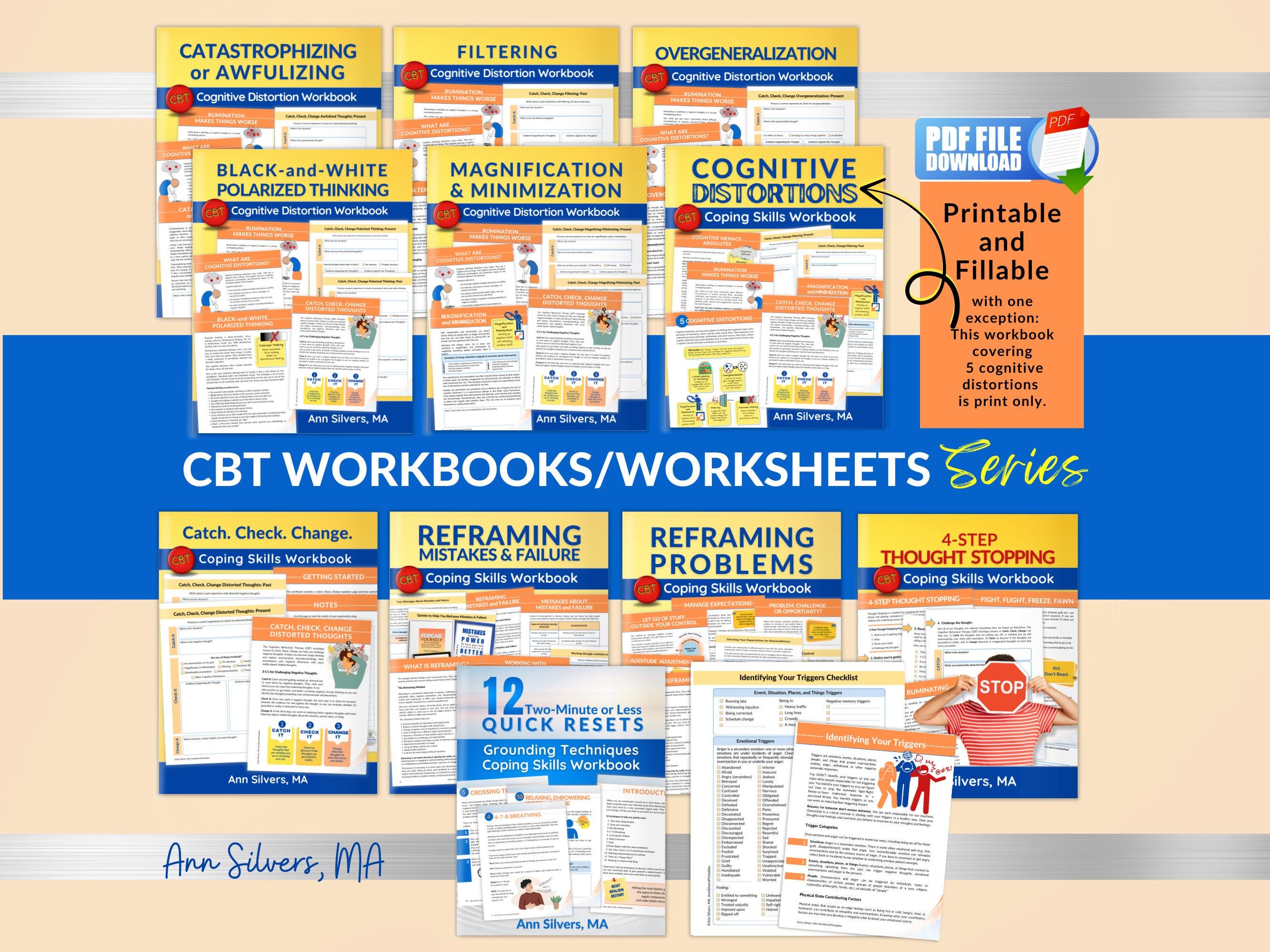 CBT Therapy Worksheets PDF: Filtering Cognitive Distortion, Printable ...
