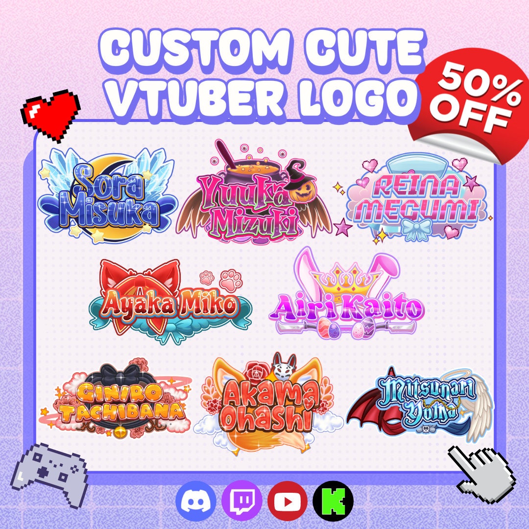 CUSTOM VTUBER LOGO, Cute Vtuber Logo, Kawaii Pngtuber Logo,giftuber ...