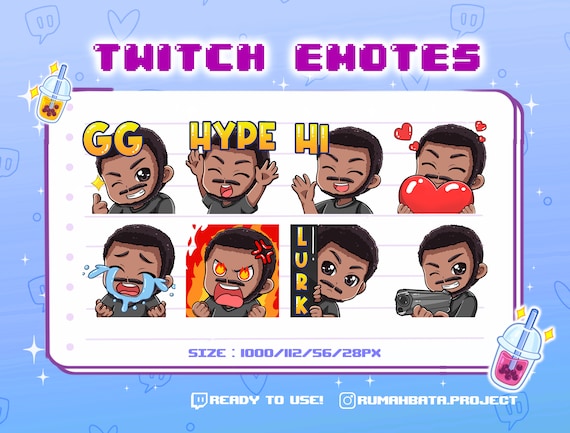 Chibi Boy Emotes Black Curly Short Hair Black Eyes Black - Etsy