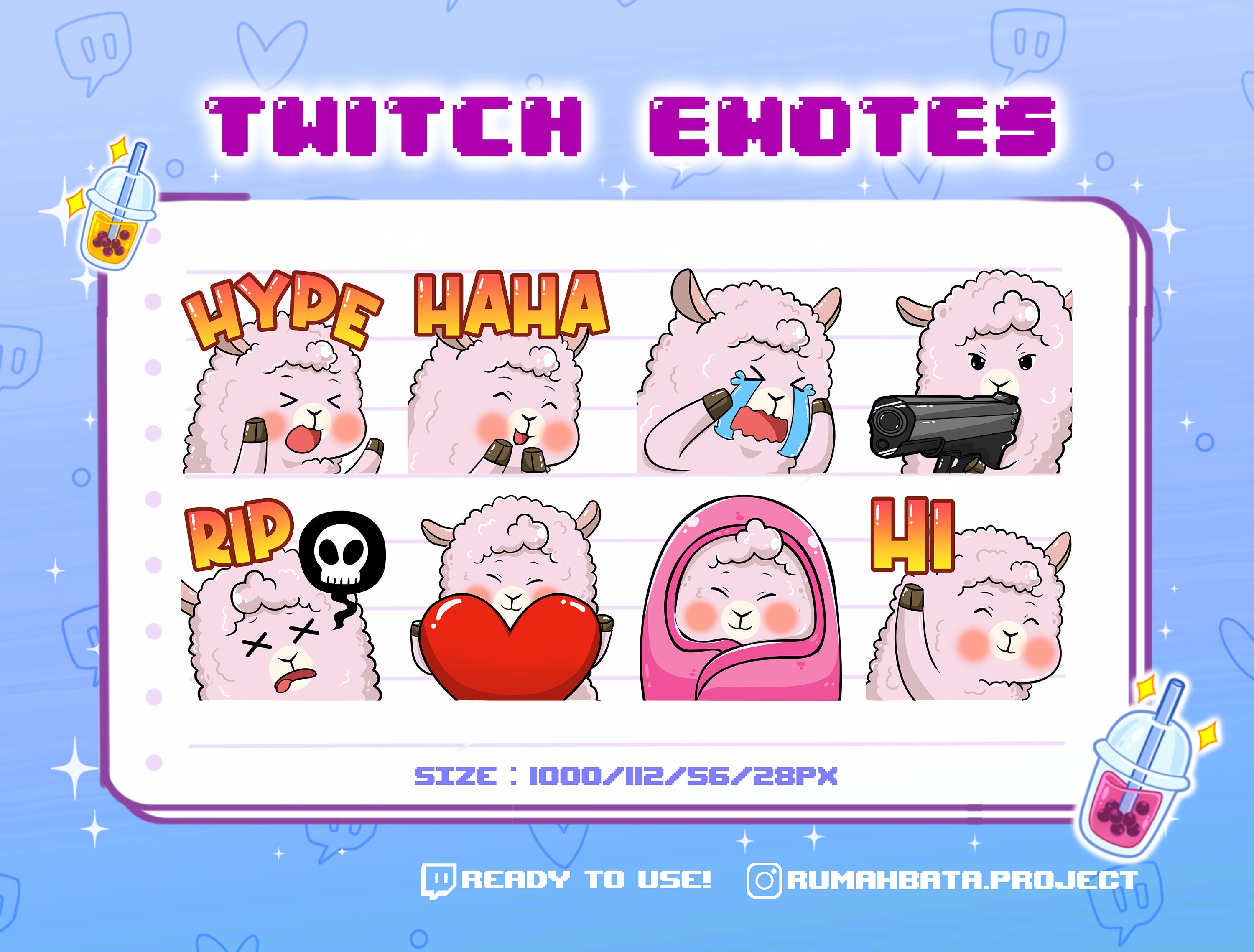 Cute Alpaca Emote Cute Streamer Emoji Twitch Emotes - Etsy New Zealand