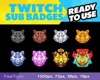 Tiger Twitch Sub Badges, Tiger Rank Badges, High Quality Tiger Badges ...