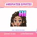 Animated Girl Streamer Emote Curly Brown Hair Grey Eyes Digital ...