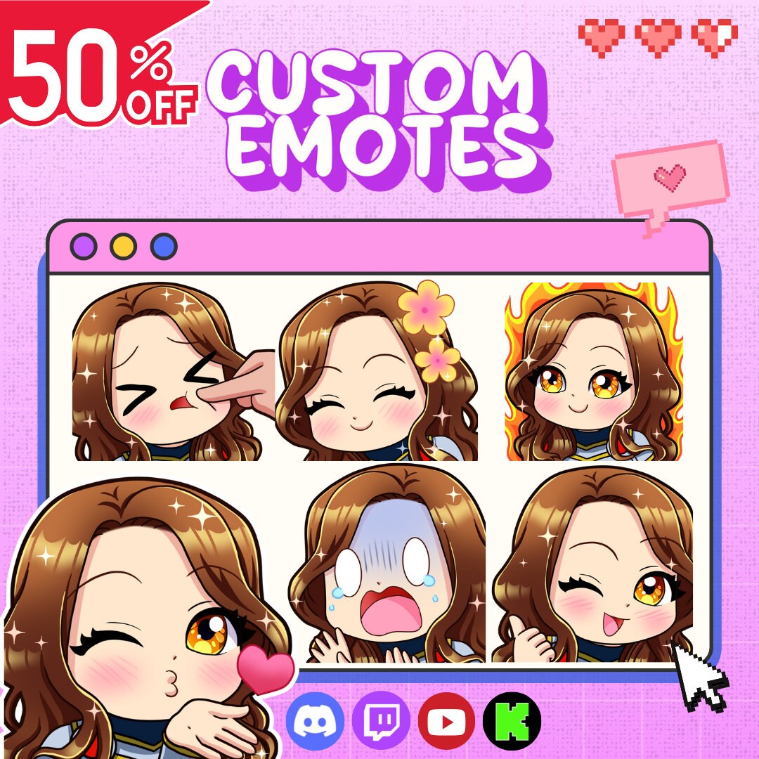 Custom Twitch Emotes for Streamer Discord, Facebook, Youtube, Kick Cute ...