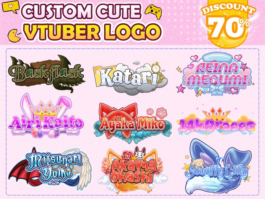 Custom Vtuber Logo, Cute Logo Vtuber, Kawaii Logo, Pngtuber Logo, Cute ...