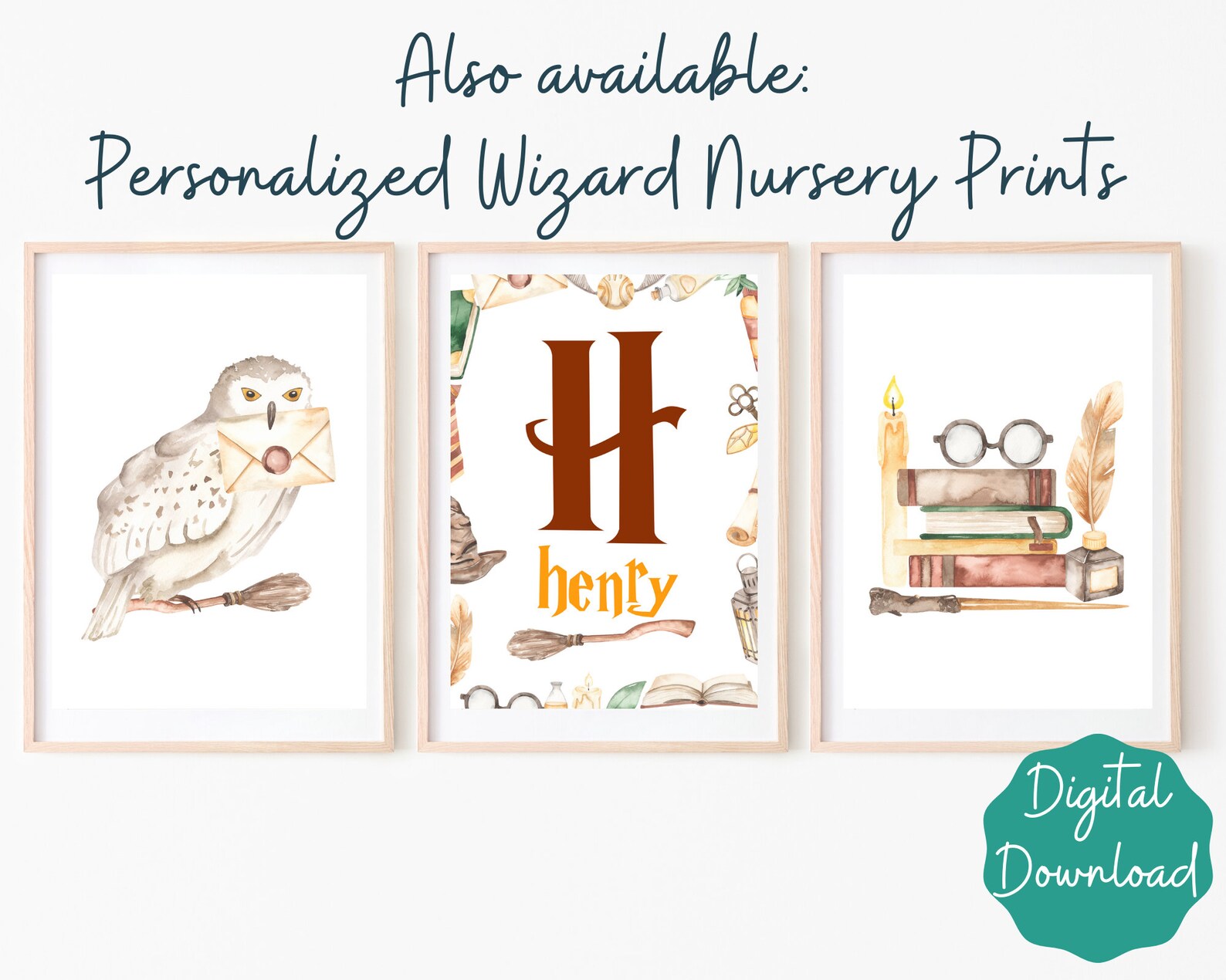 Magical Wizard Nursery Art Prints Set of 6 Wizarding Nursery - Etsy