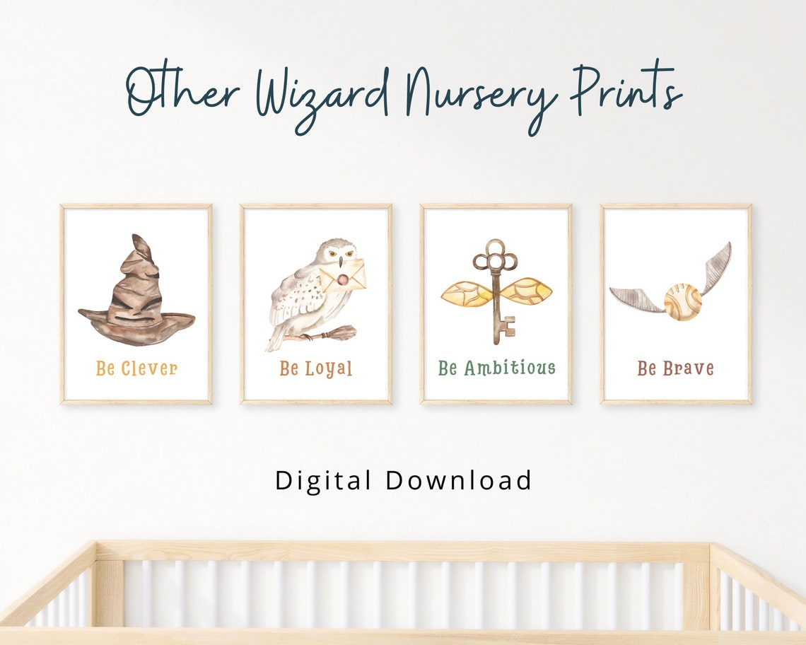 Magical Wizard Nursery Art Prints Set of 6 Wizarding Nursery - Etsy