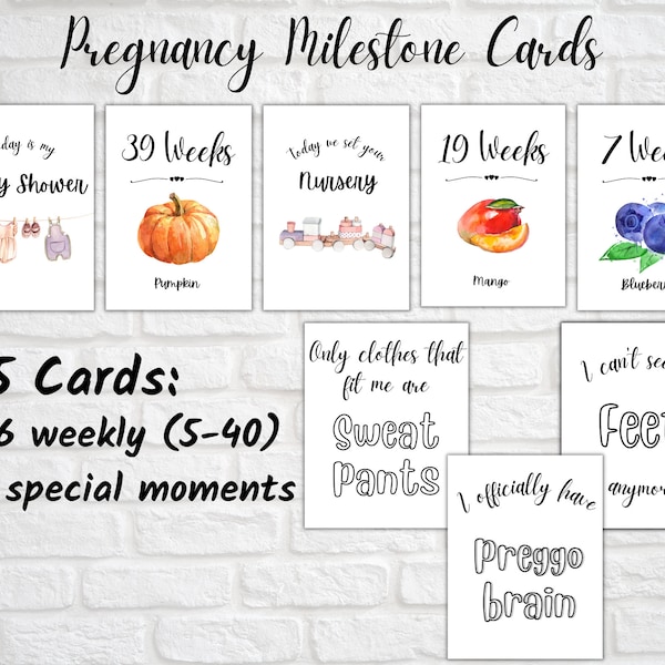 Week by Week Pregnancy Cards - Etsy
