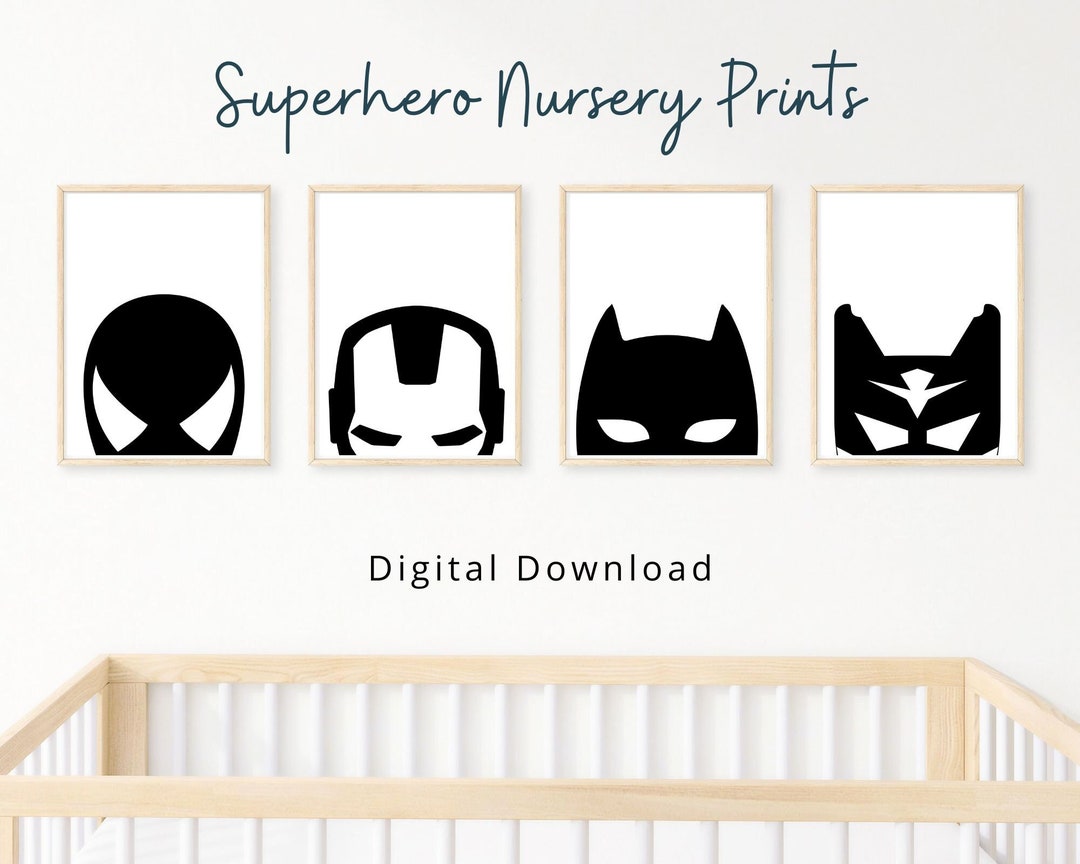 Superhero Nursery Prints, Minimalist Kids Heroes Wall Art, Minimalist ...