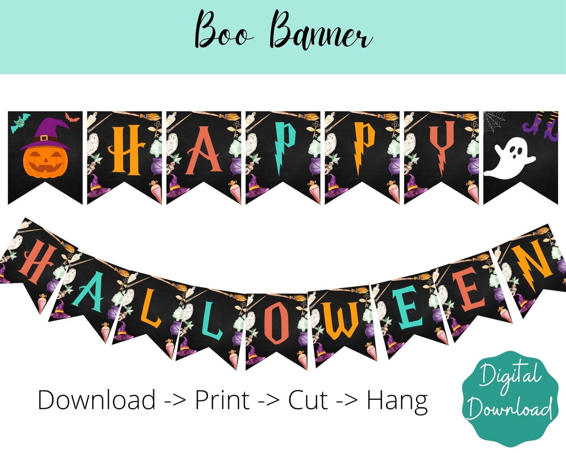 Halloween Banner Halloween Party Bunting Decor DIY Halloween - Etsy