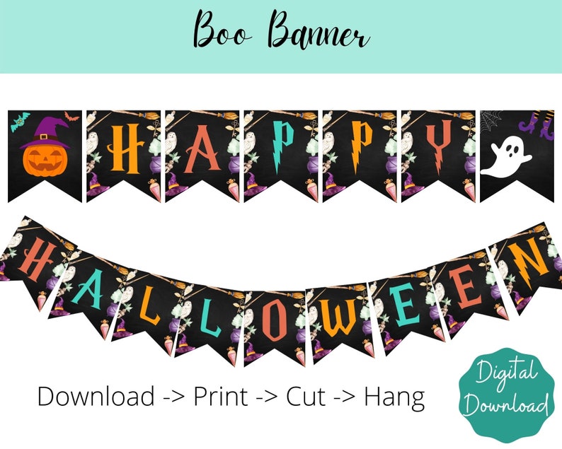 Halloween Banner Halloween Party Bunting Decor DIY Halloween - Etsy