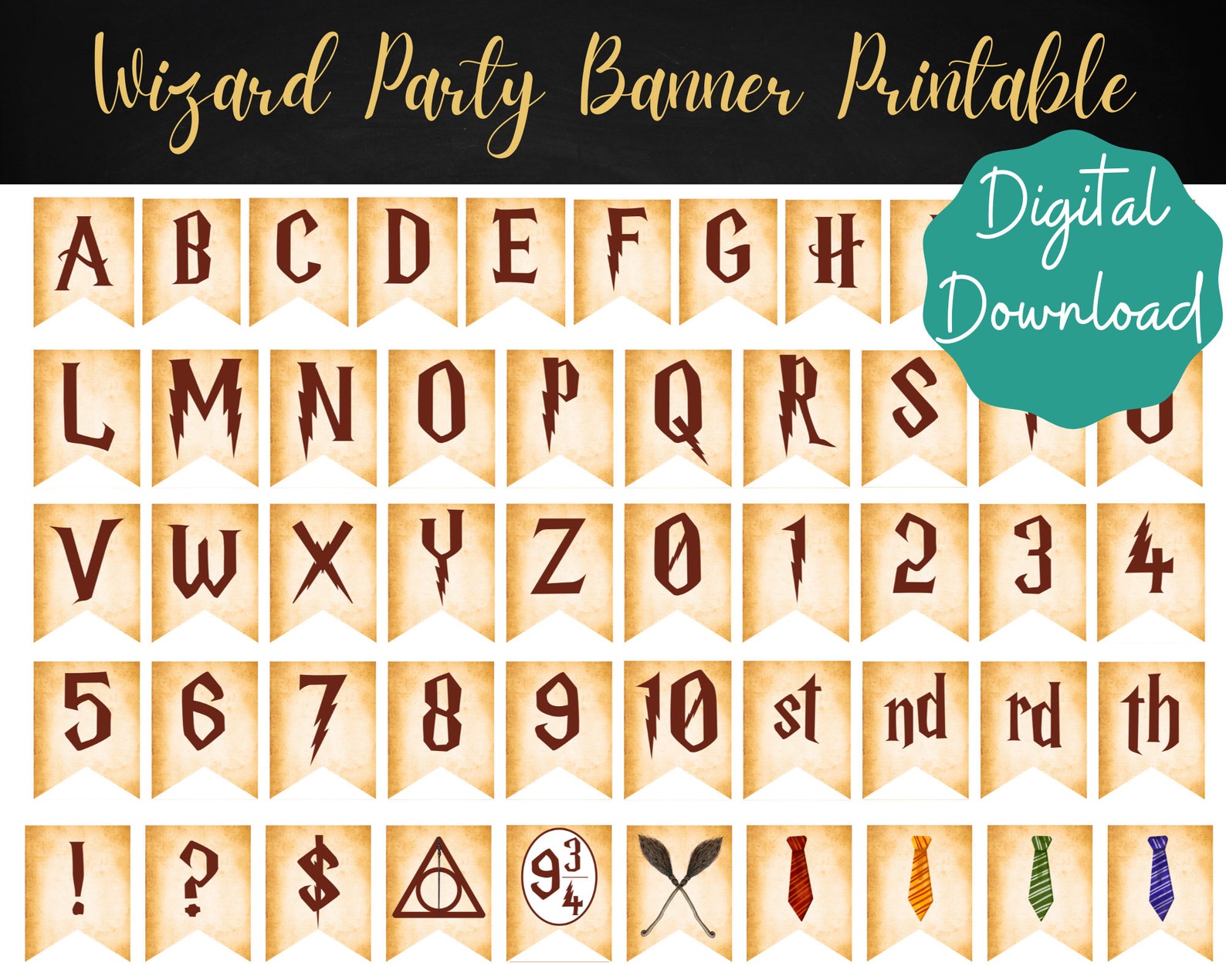 Wizard Party Banner Printable for Birthday, Baby Shower or Theme ...