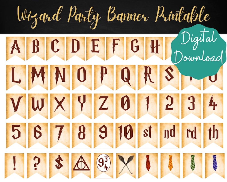 Wizard Party Banner Printable for Birthday Baby Shower or - Etsy