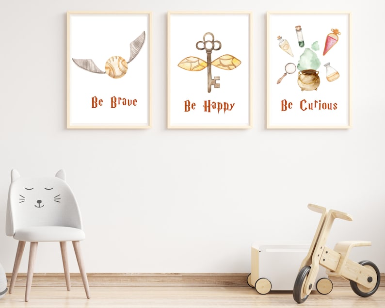 Magical Wizard Nursery Art Prints Set of 6 Wizarding Nursery - Etsy