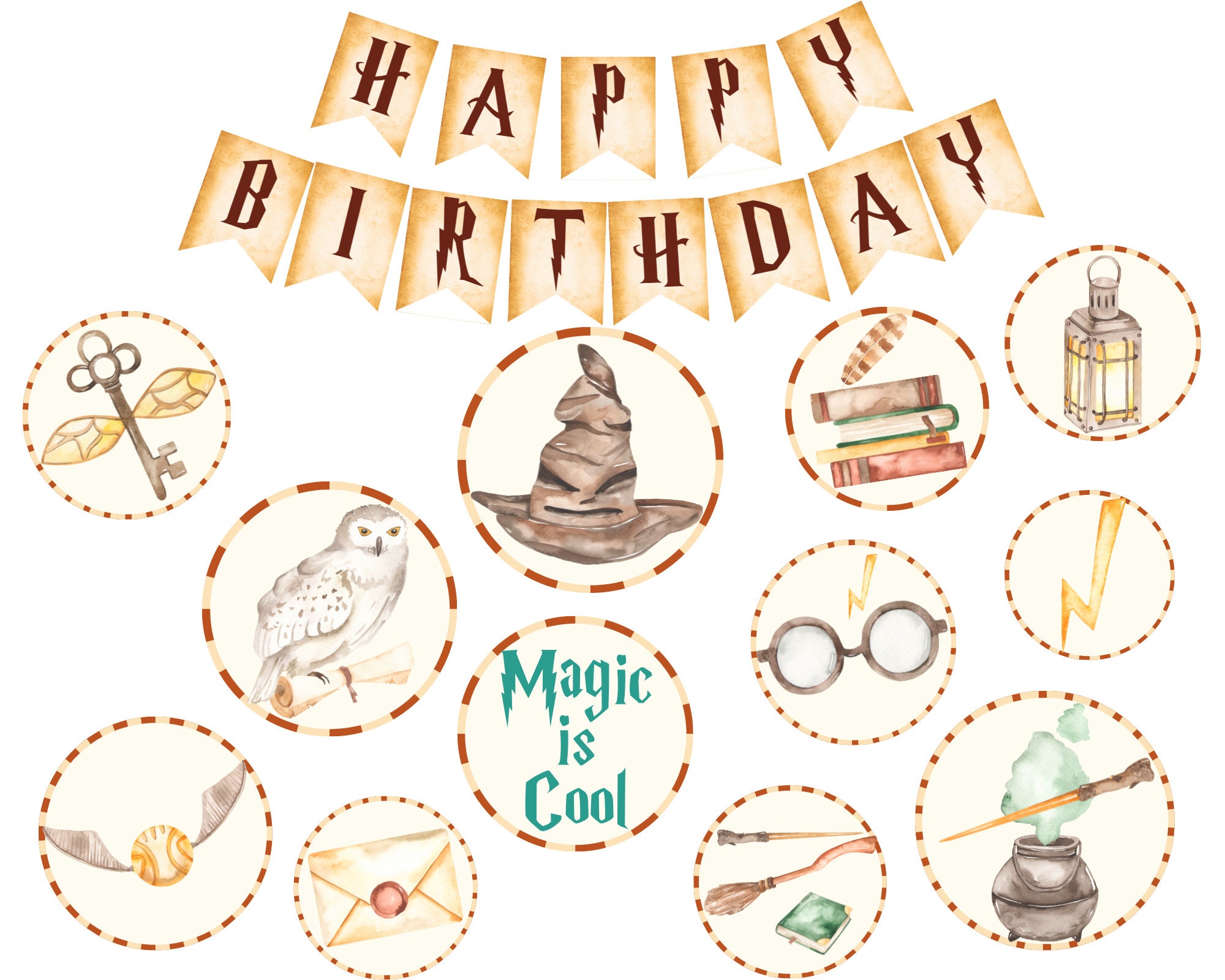Wizard Cupcake Toppers Printable Magical Wizard Party | Etsy