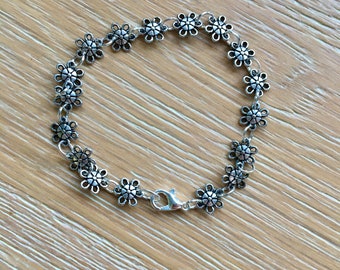 Sterling Silver Flower Bracelet | Etsy