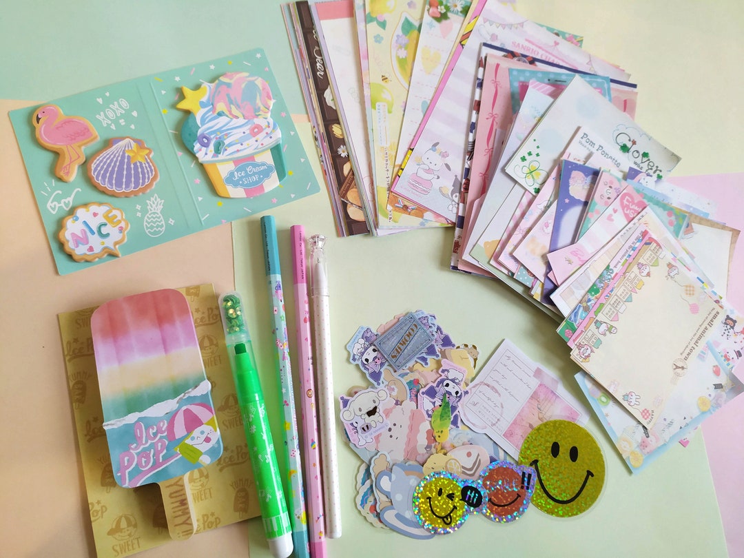 Stationary Grab Bag, Sticky Notes, Memo Sheets, Kawaii Mystery Set - Etsy