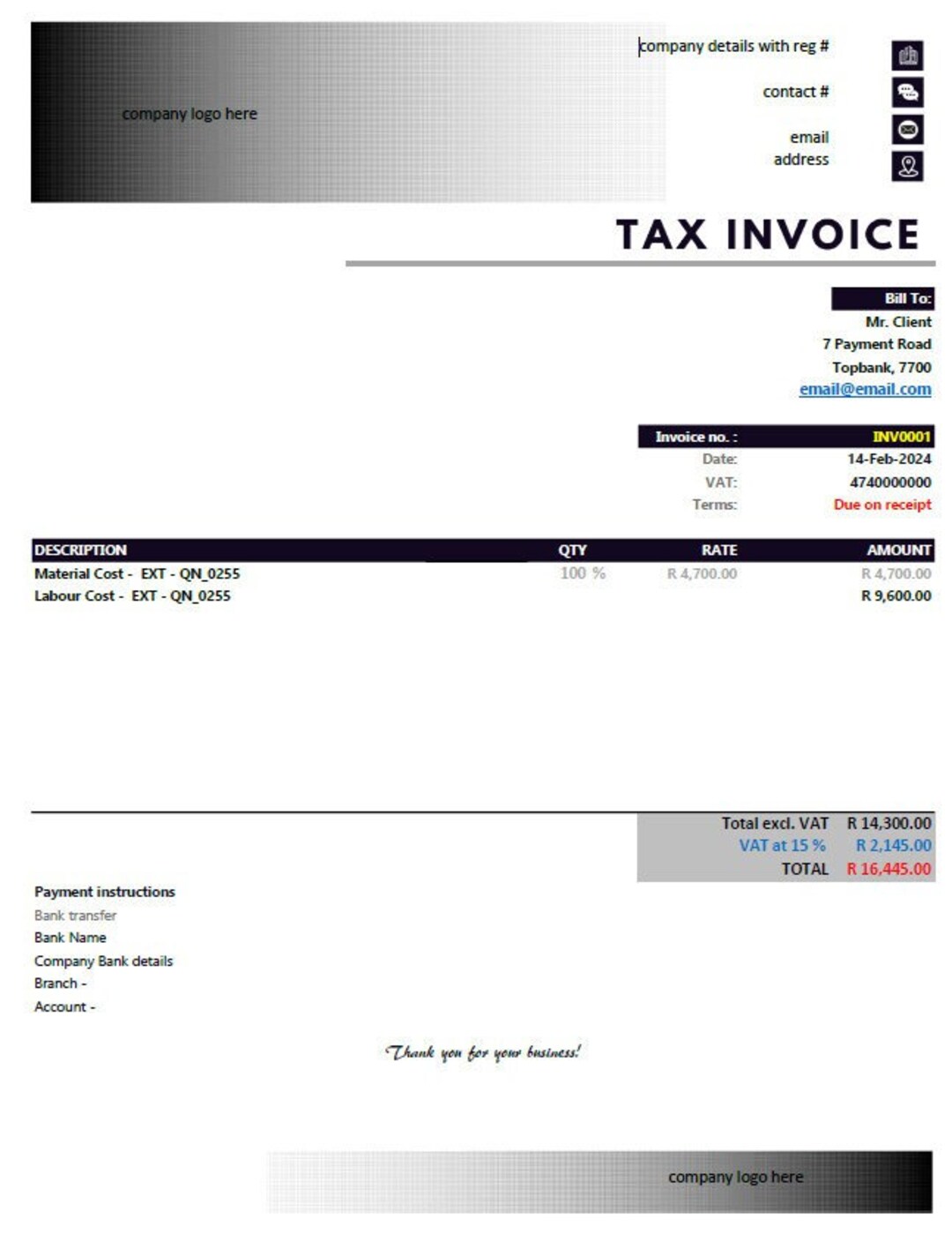 Simple Tax Invoice for Small Business - Etsy