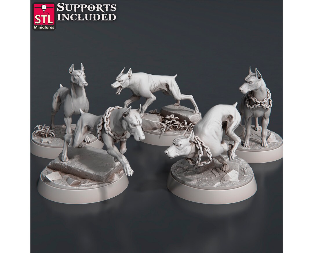 Wild Dogs Set - 32mm Scale Miniatures With Dnd Stats - Etsy