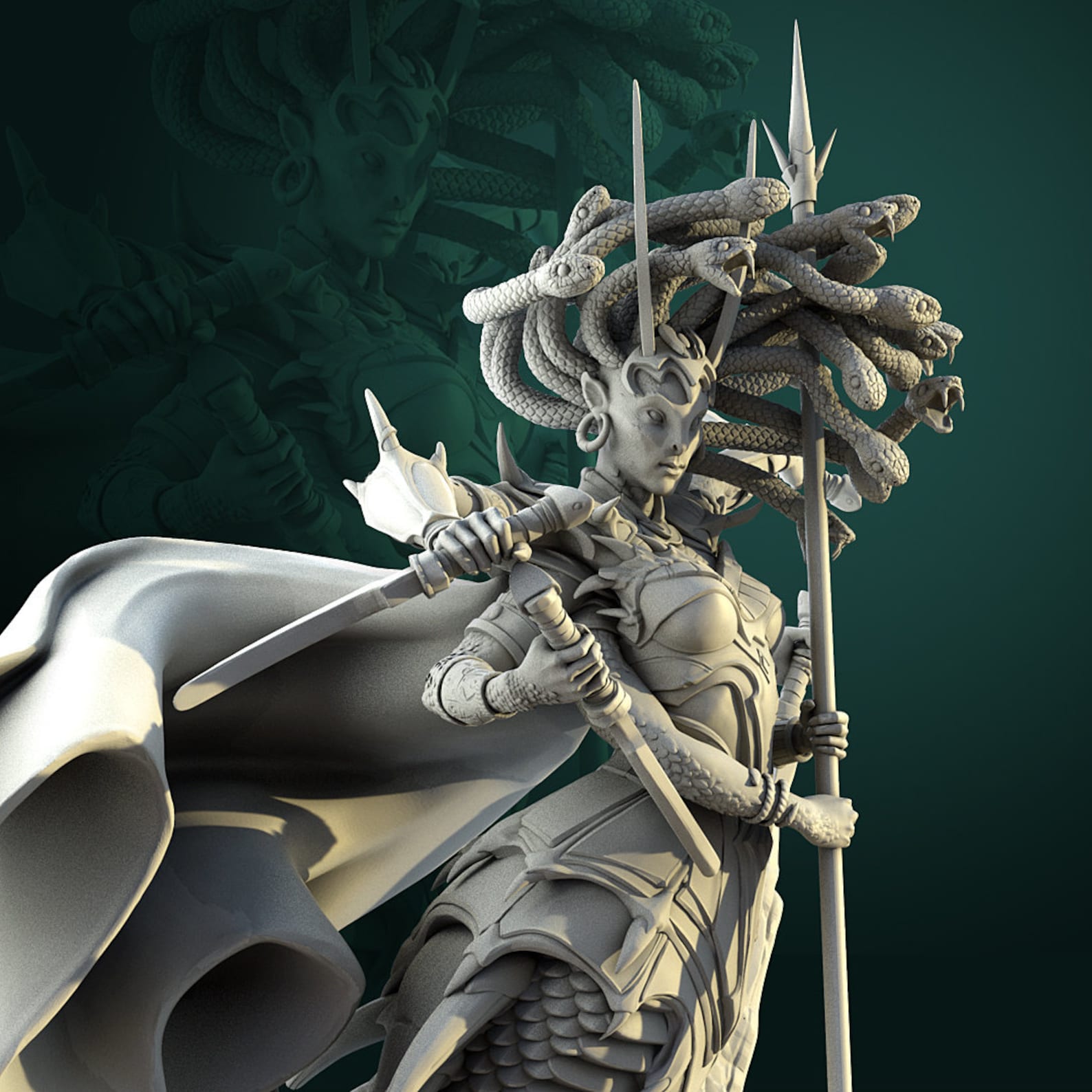 Medusa Heroic Miniature 32mm/75mm Scale Miniature White - Etsy