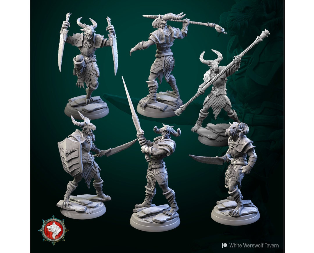 Dragonborn Warriors - 32mm Scale Miniature (30mm Base) - White Werewolf ...