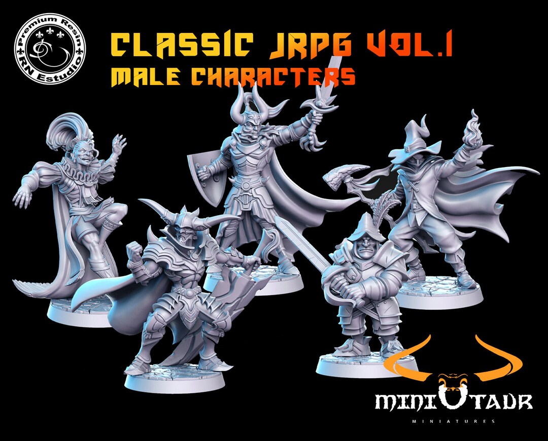 Classic JRPG Vol. 1 - Male Characters - 32mm Scale Fantasy Miniature ...
