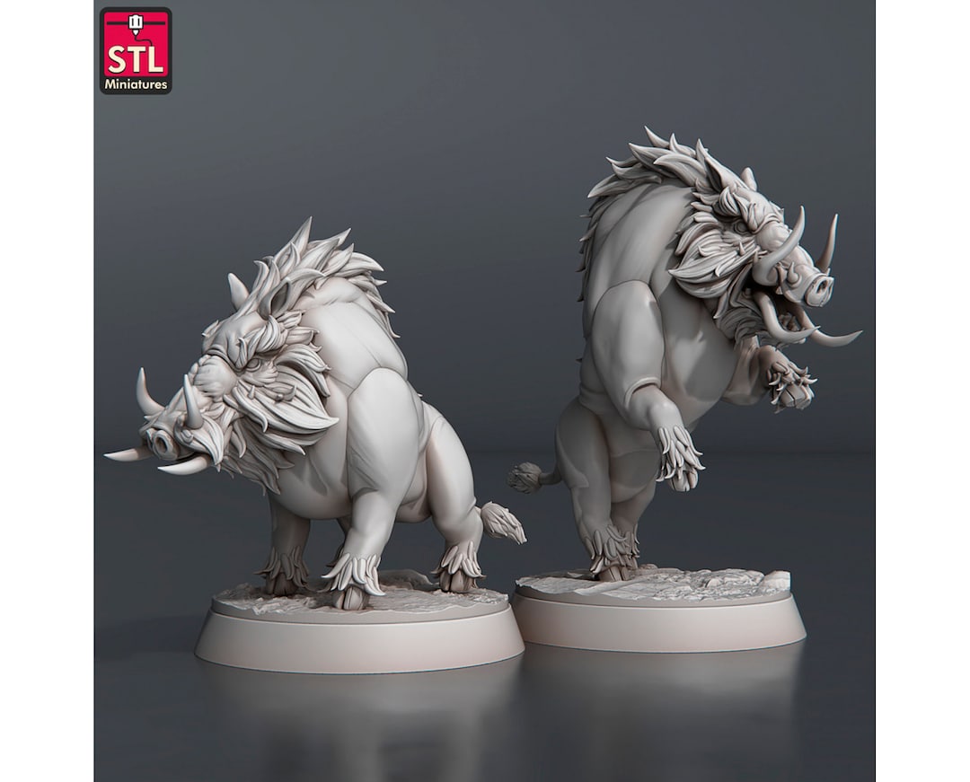 Wild Boars Set - 32mm Scale Miniatures With Dnd Stats - Etsy