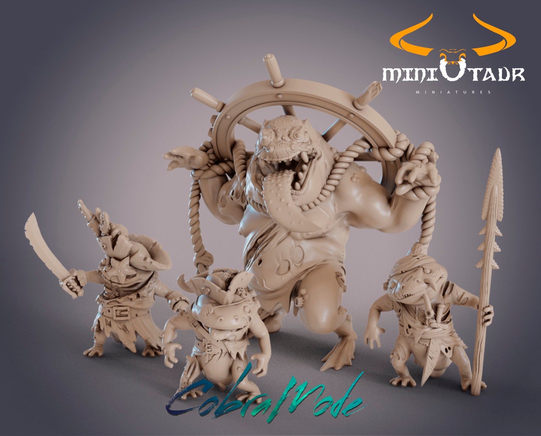 Zombie Amphibians Pirate Crew - 32mm/54mm Scale Miniature - (with Dnd ...