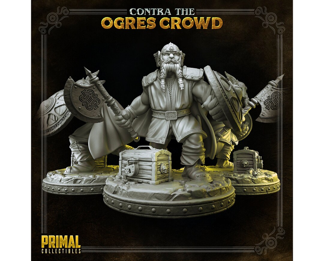 Azaghal - Dwarf Warrior - 32mm Scale - Contra the Ogres Crowd - Primal ...