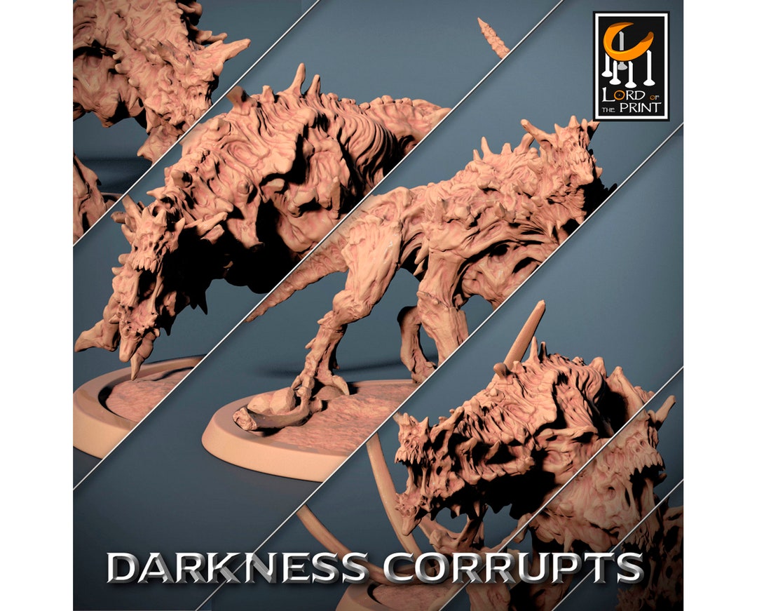 Darknight Hellhounds Large and Huge Size Creatures 32mm Scale Miniature ...