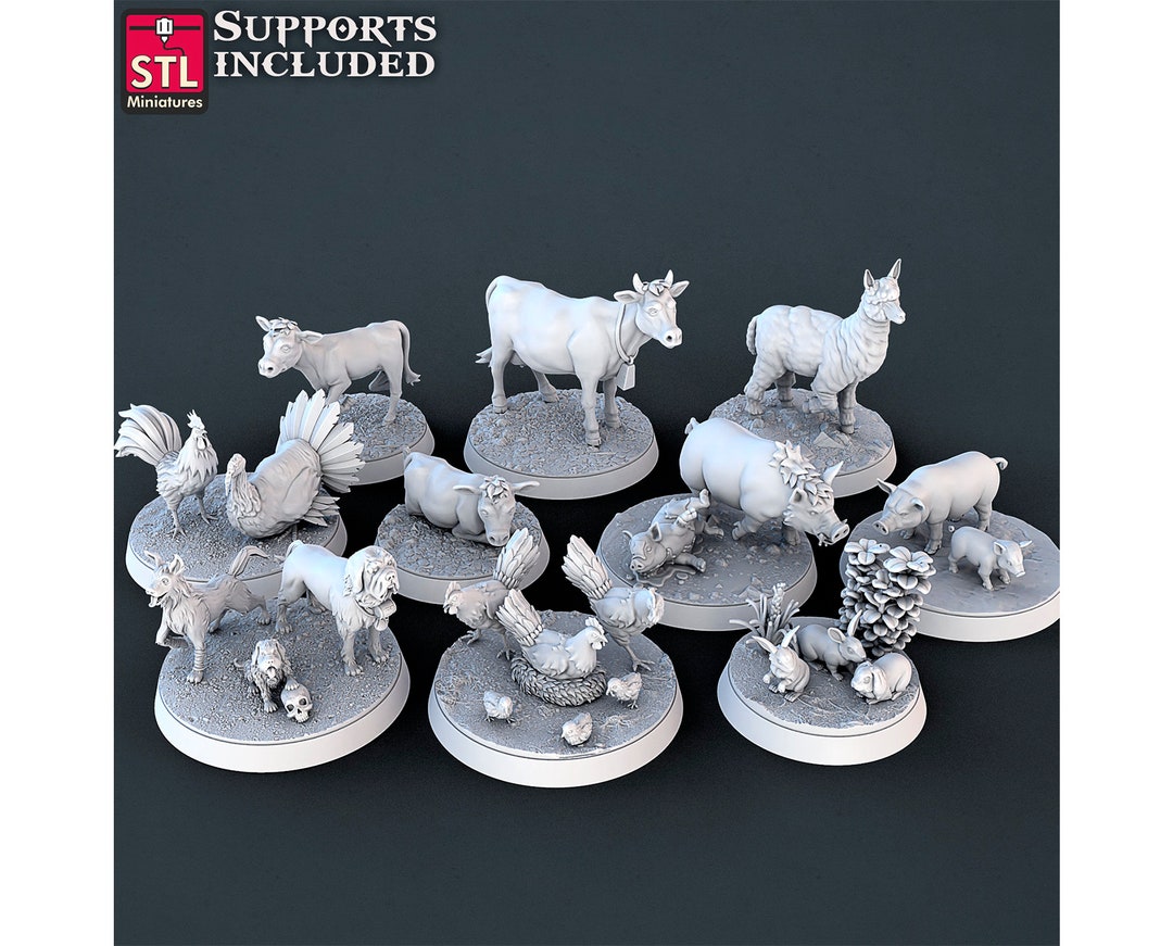 Farm Animals Set - 32mm Scale Miniatures - Etsy