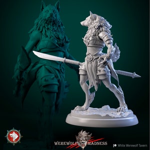 Female Werewolves Warriors 32mm Scale Miniature White Werewolf Tavern ...