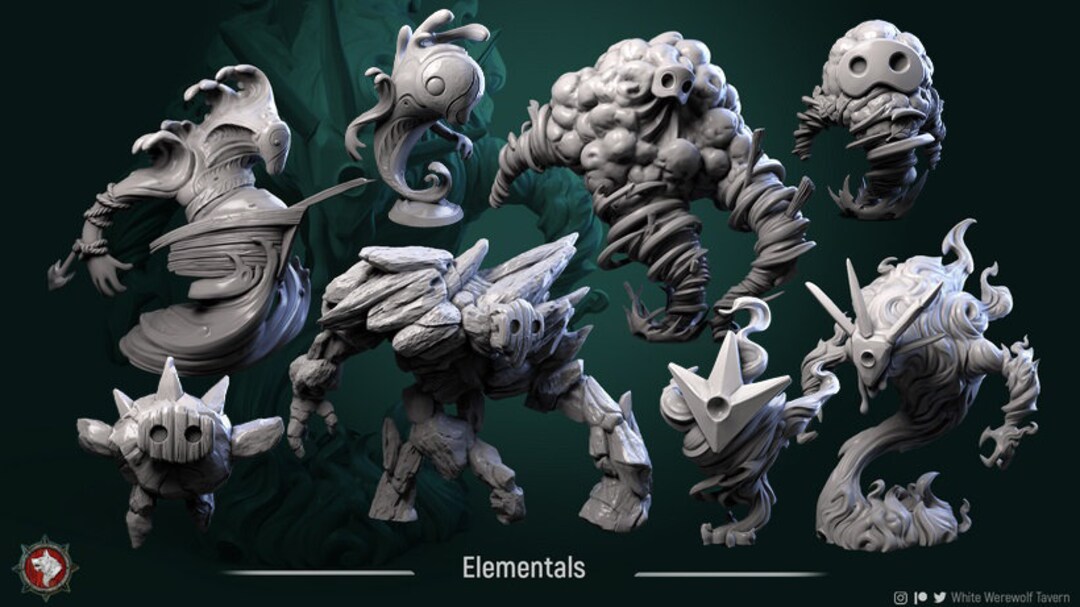 Elementals - Miniature 32mm/75mm Scale and Bust - White Werewolf Tavern ...