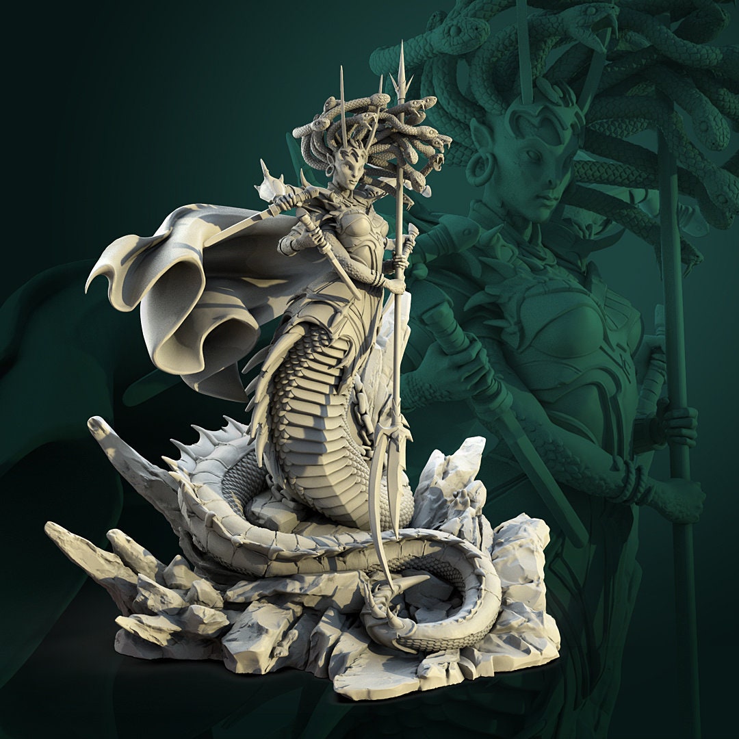 Medusa Heroic Miniature - 32mm/75mm Scale Miniature - White Werewolf ...